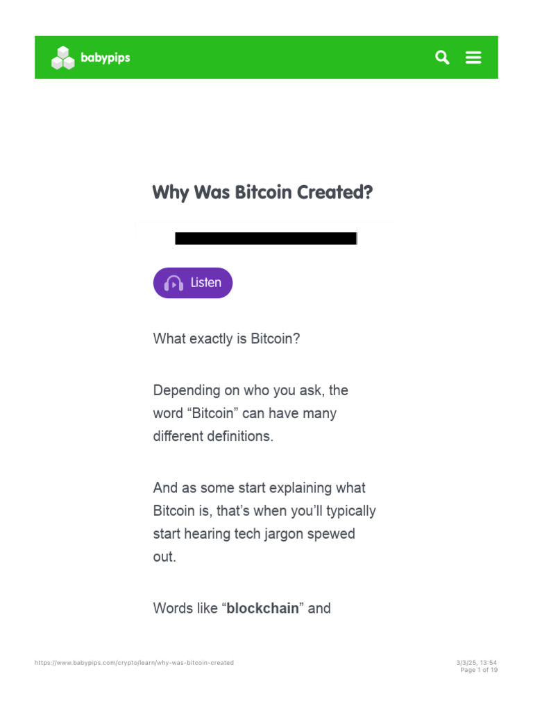 6 Why Was Bitcoin Created? - Babypips.com | PDF | Cash | Bitcoin