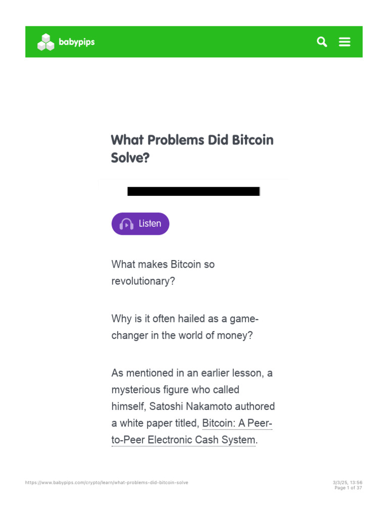 7 What Problems Did Bitcoin Solve? | PDF | Bitcoin | Money