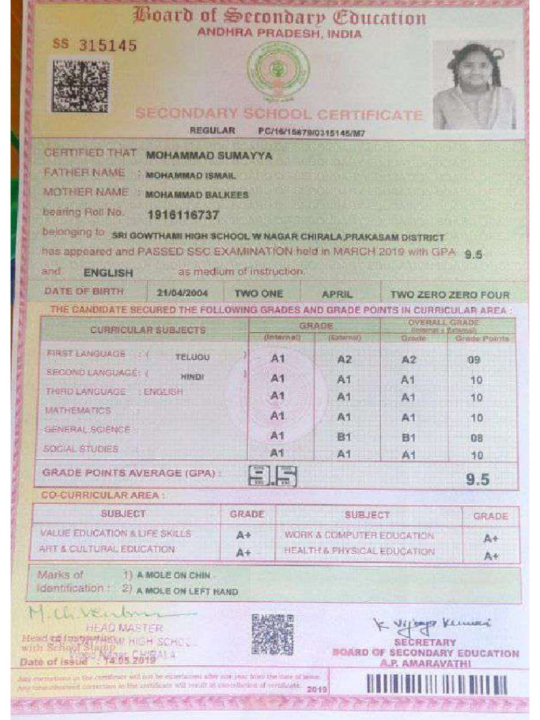 Sumayya 10th Marklist | PDF