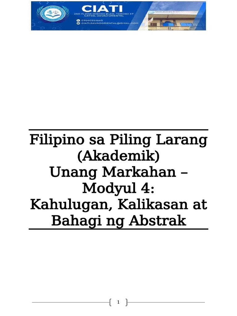 Filipino Sa Piling Larang - Akademik Module 4 | PDF