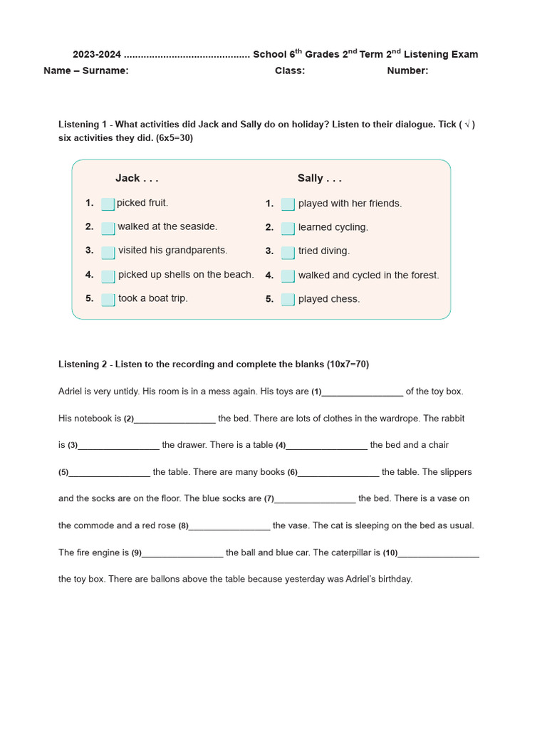 6.2.2 Listening Exam | PDF