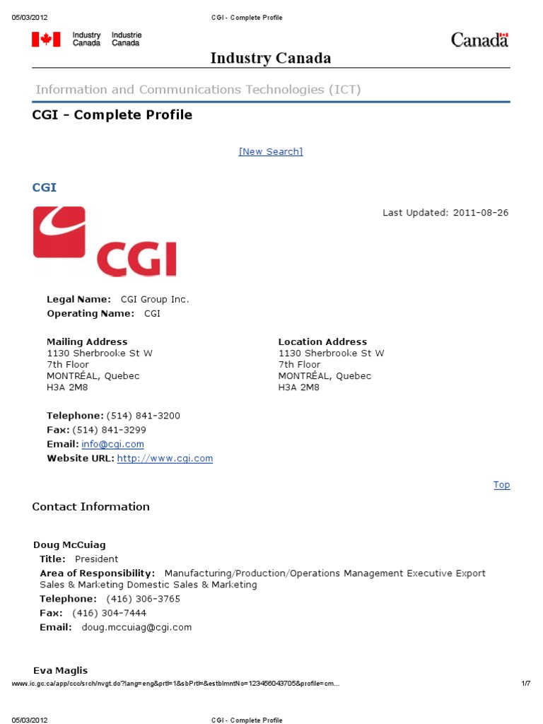 Industry Canada CGI Profile | PDF | Cloud Computing | Procurement