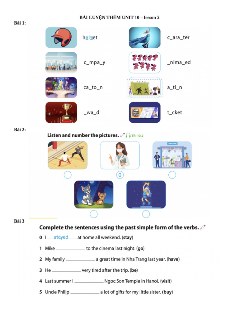 BÀI LUYỆN THÊM UNIT 10 - Lesson 2 | PDF