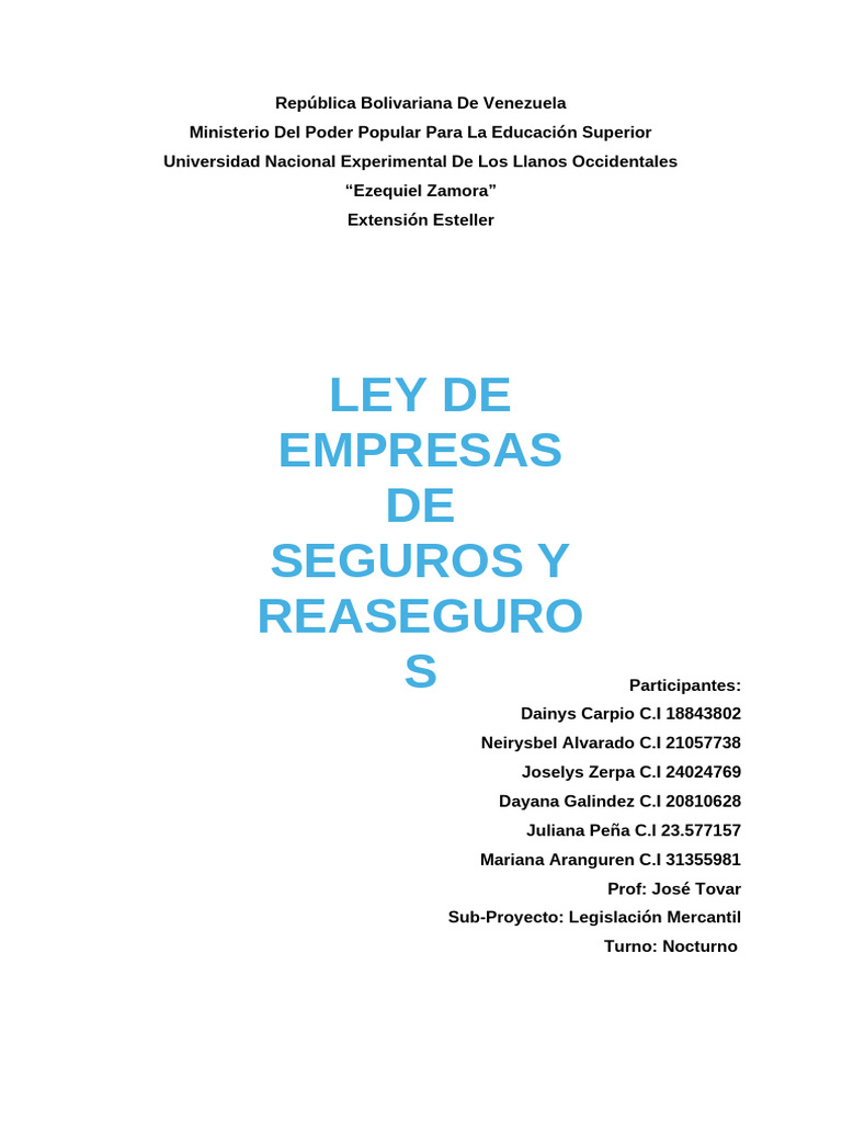 Ley de Seguros y Reaseguros en Venezuela | PDF | Seguro | Reaseguro