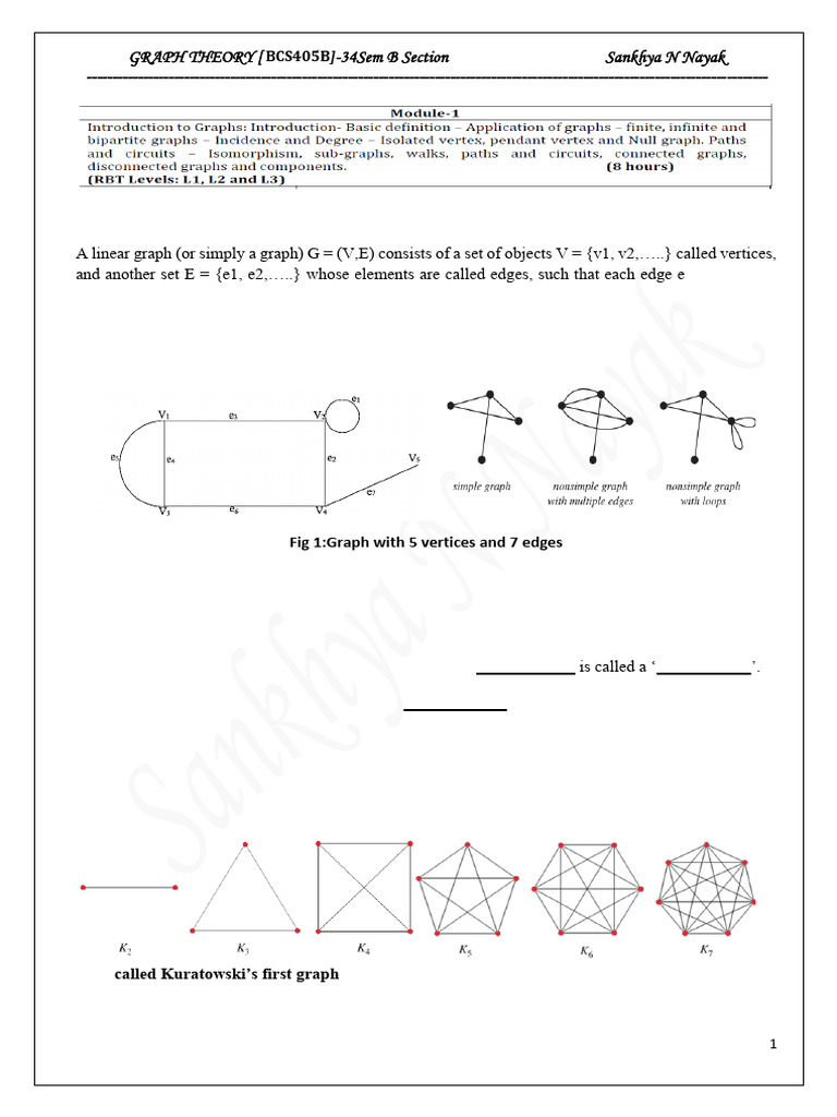 Updated GT-MODULE 1-2024 | PDF | Vertex (Graph Theory) | Graph Theory