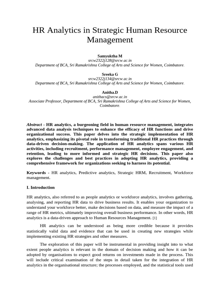 HR Analytics in Strategic Human Resource Management | PDF | Analytics ...