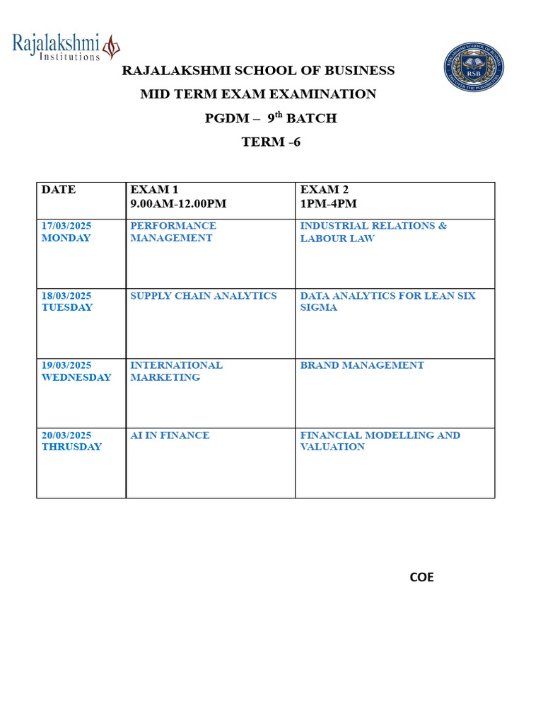 Mid Term Exam TT | PDF