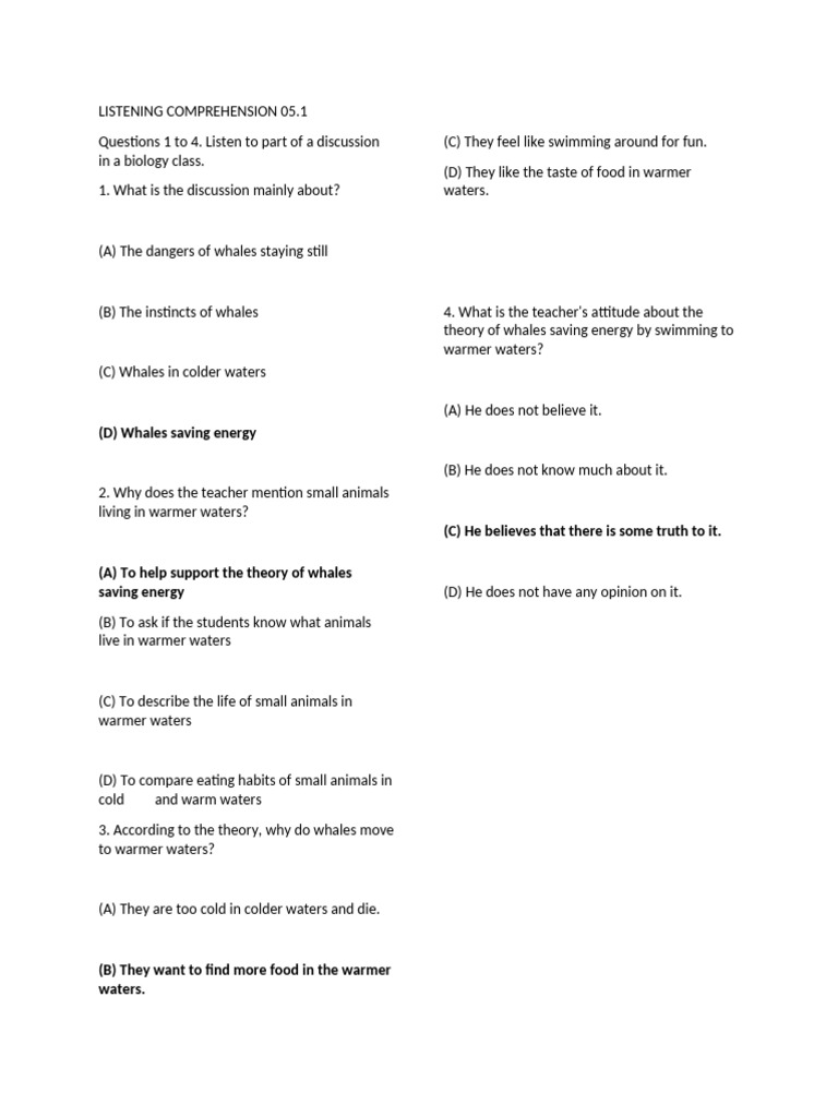 Listening Comprehension 05 | PDF