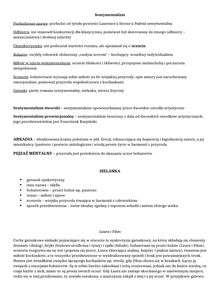 Miłość Idealna W Sielankach Karpińskiego - Laura I Filon | PDF