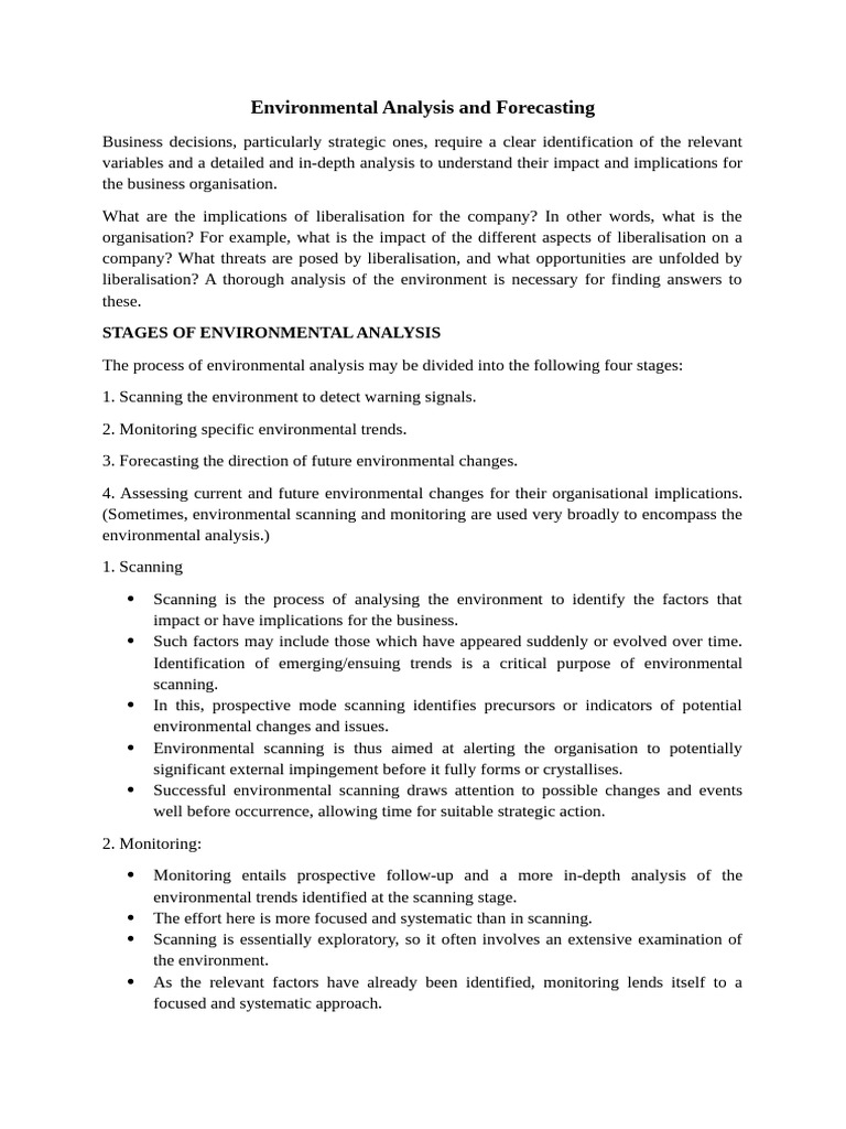 Environmental Analysis and Forecasting | PDF | Macroeconomics ...
