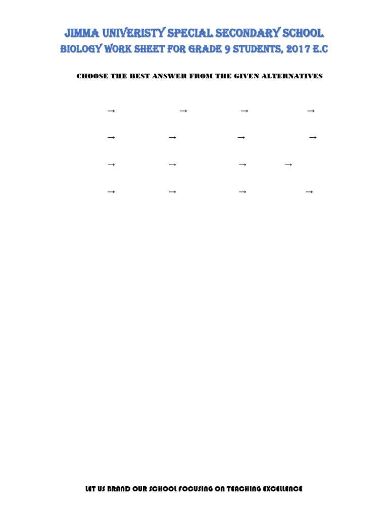 Biology Grade 9 Worksheet, 2017 | PDF | Experiment | Hypothesis