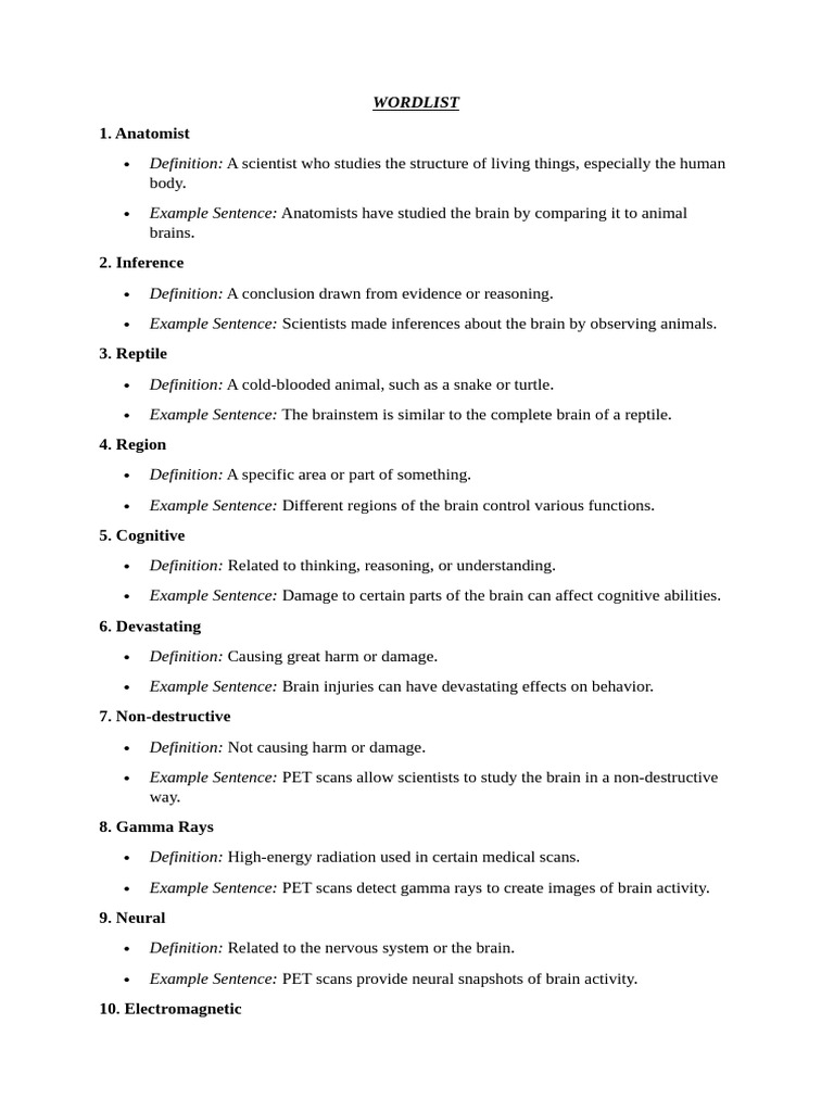 Brain Study Vocabulary Guide | PDF | Brain | Mind