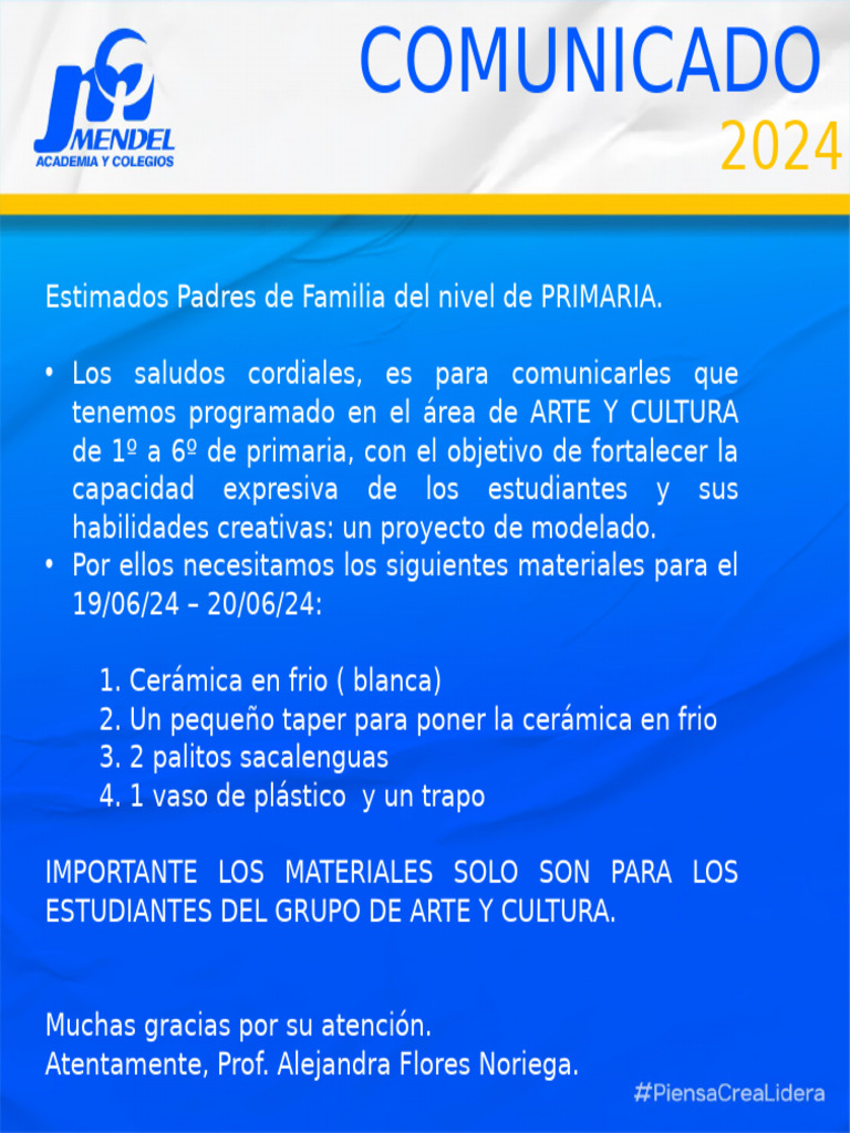 Editables Comunicados Umacollo 2024 | PDF