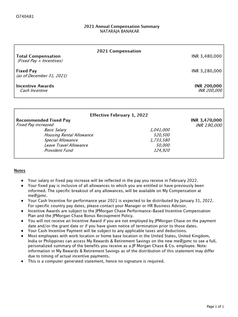 Appointment - Compensation Letter | PDF | Incentive | Salary