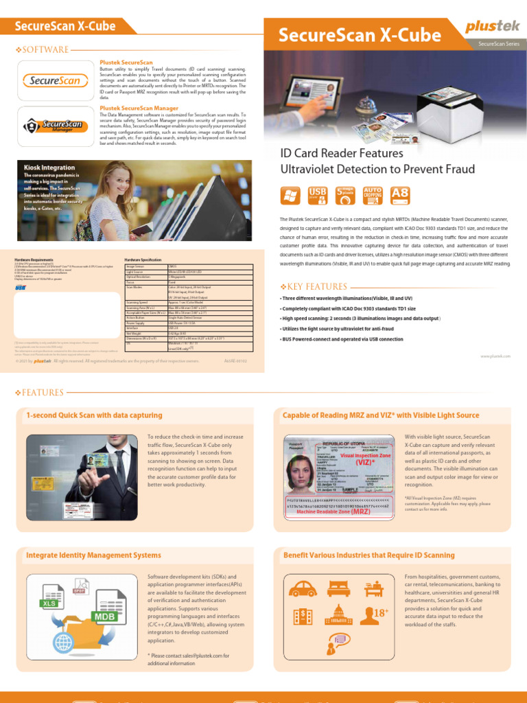 Plustek SecureScan X-Cube | PDF | Image Scanner | Ultraviolet