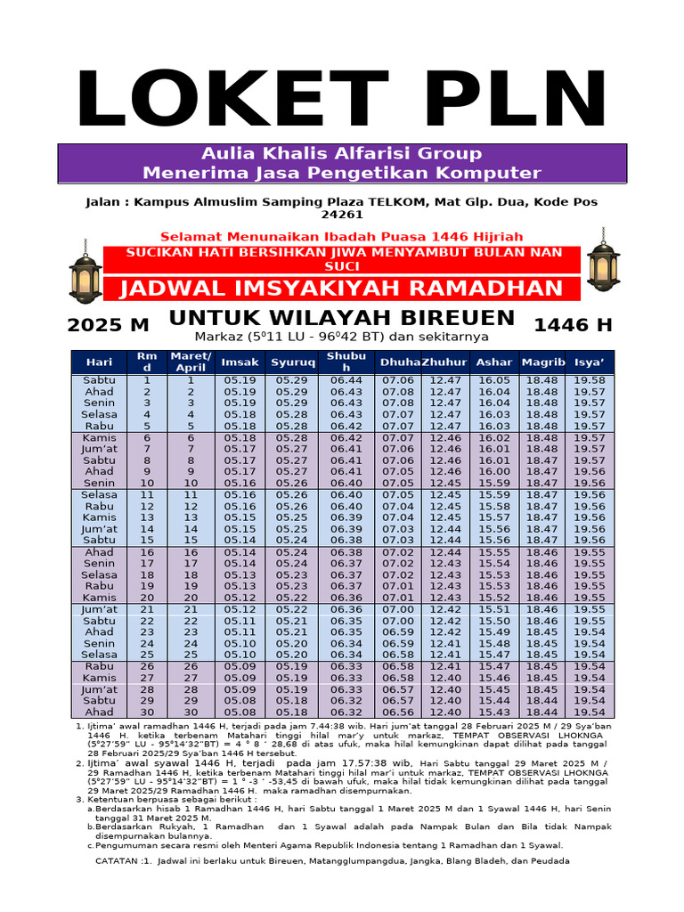 Imsyakiyah Ramadhan LOKET PLN | PDF