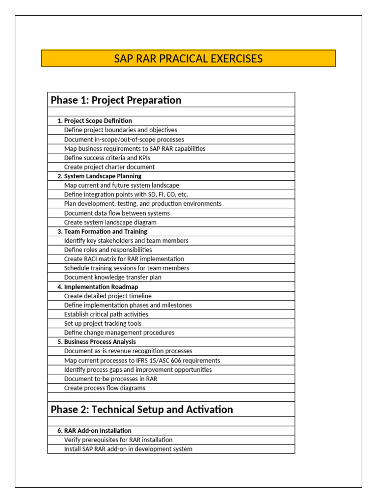 Sap Rar Pracical Exercises | PDF | Documentation | Databases