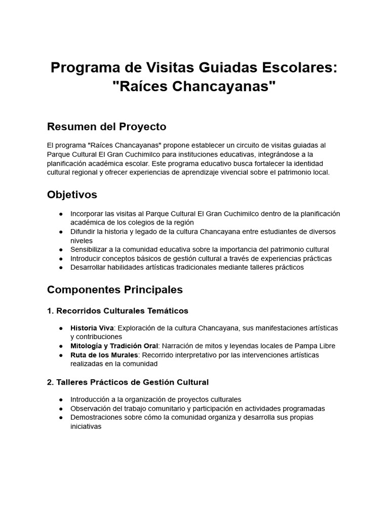 Visitas Escolares al Patrimonio Chancayano | PDF | Patrimonio cultural ...