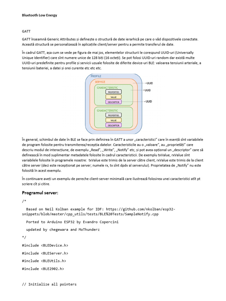 Bluetooth Low Energy: Programul Server | PDF | Boolean Data Type | Computer Science
