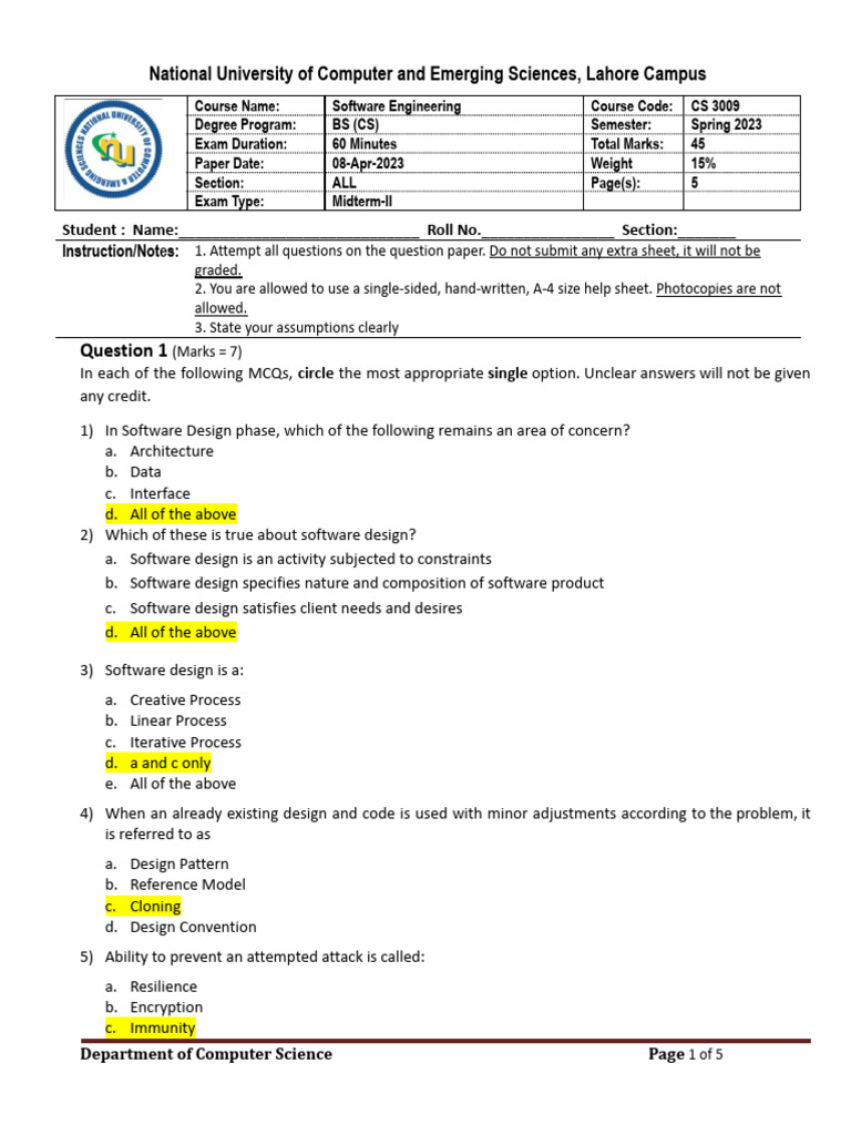 2023 - Midterm 2 Solution - Spring - SE | PDF | Graphical User Interfaces | Menu (Computing)