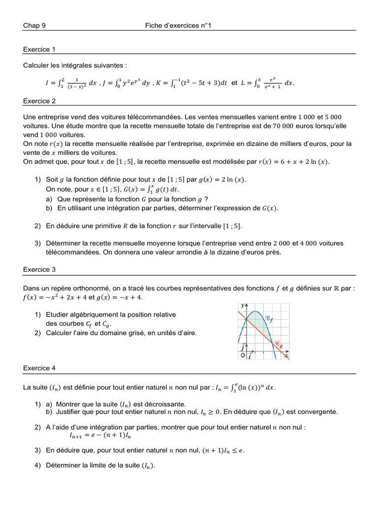 Exercices sur les intégrales et fonctions | PDF | Limite (mathématiques ...