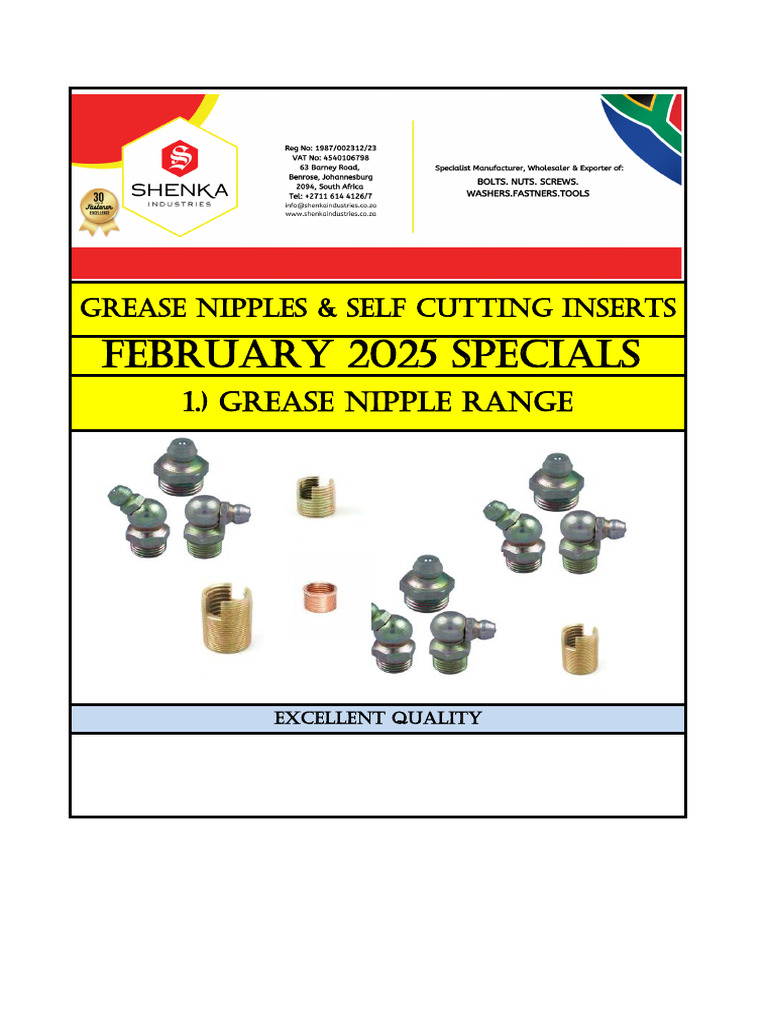 Grease Nipples February 2025 Specials | PDF