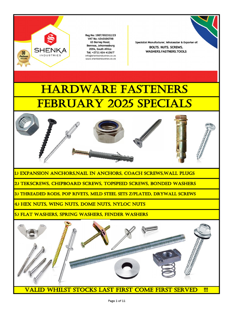 Hardware Fasteners February 2025 Specials | PDF | Screw | Building ...