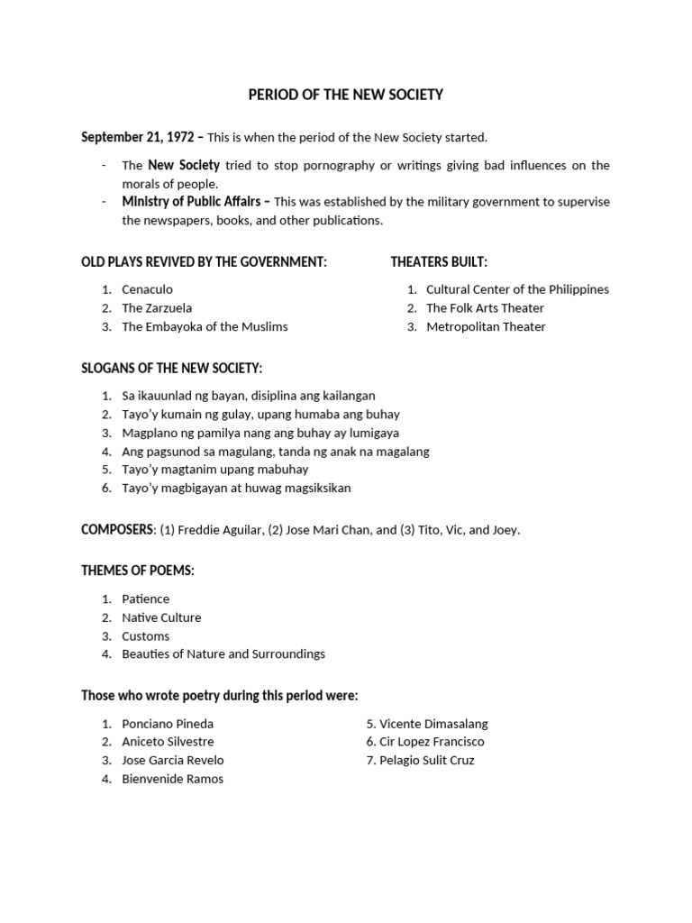 PERIOD OF THE NEW SOCIETY | PDF | Philippines