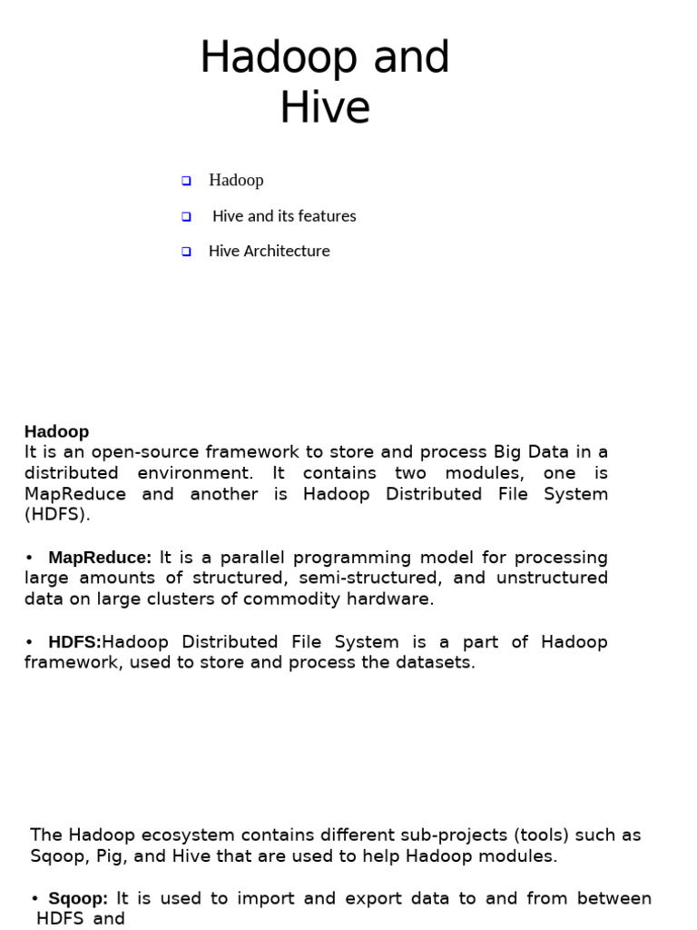 Hadoop and Hive Architecture 1 | PDF | Apache Hadoop | Software Design