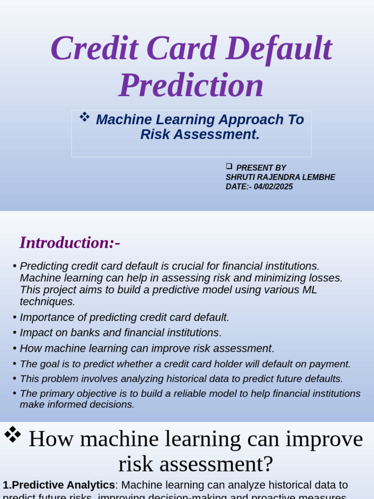 Machine Learning for Credit Default Prediction | PDF | Machine Learning ...
