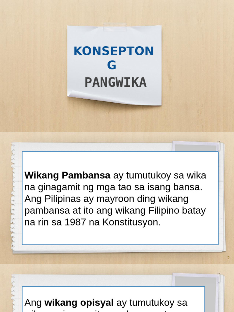 Konseptong Pangwika-Wikang Pambansa, Opisyal at Panturo | PDF