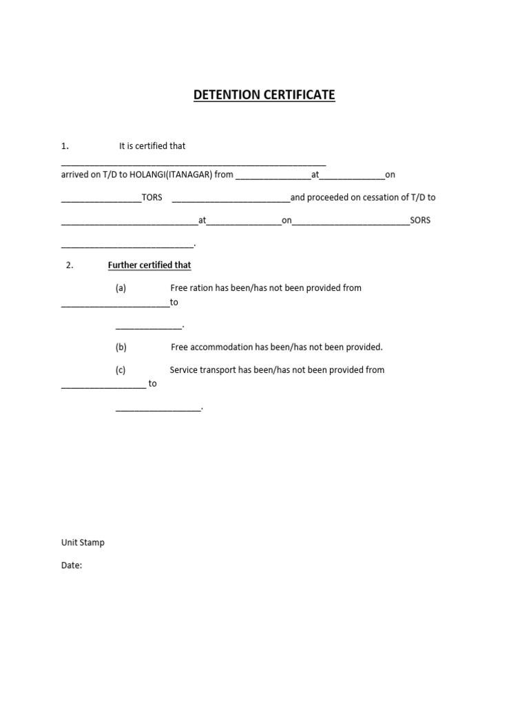 Detention Certificate: Further Certified That | PDF