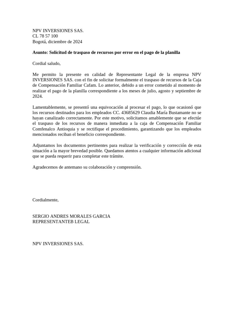 Solcitud de cafan a confenalco antioquia | PDF