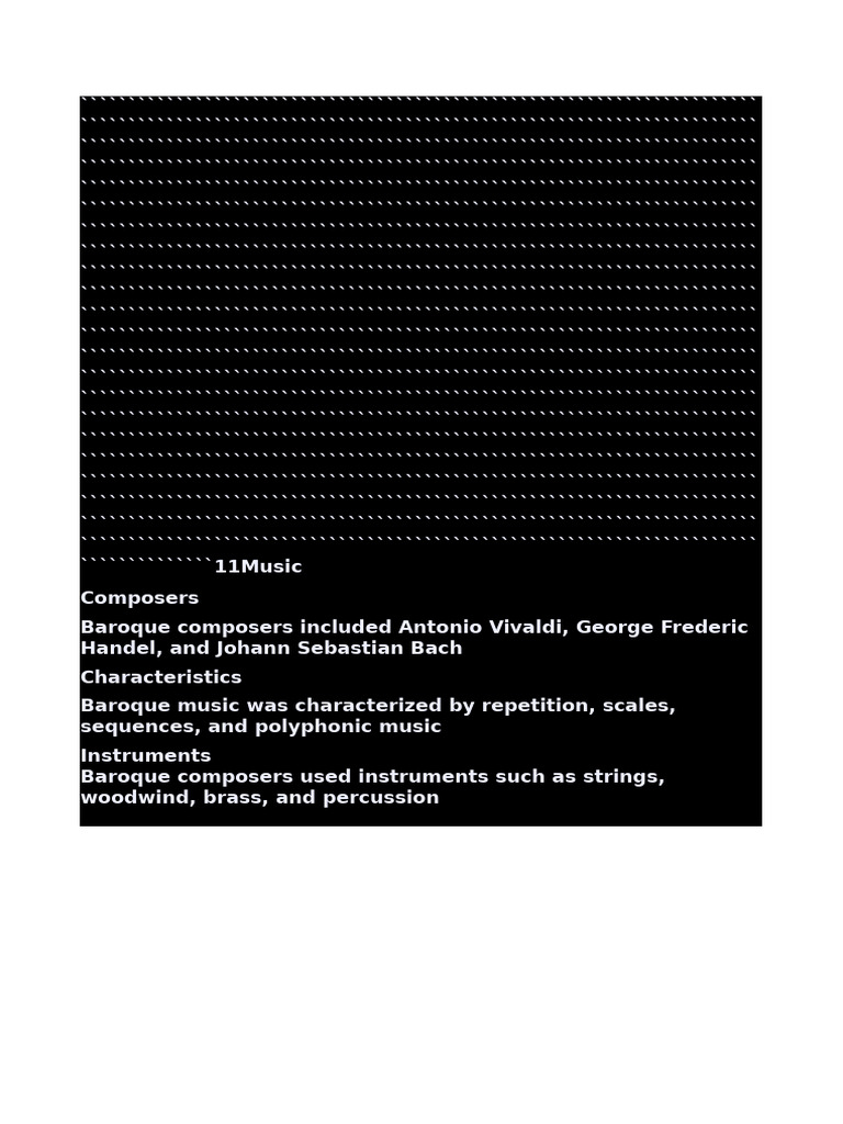 Baroque Music: Composers, Characteristics, Instruments | PDF