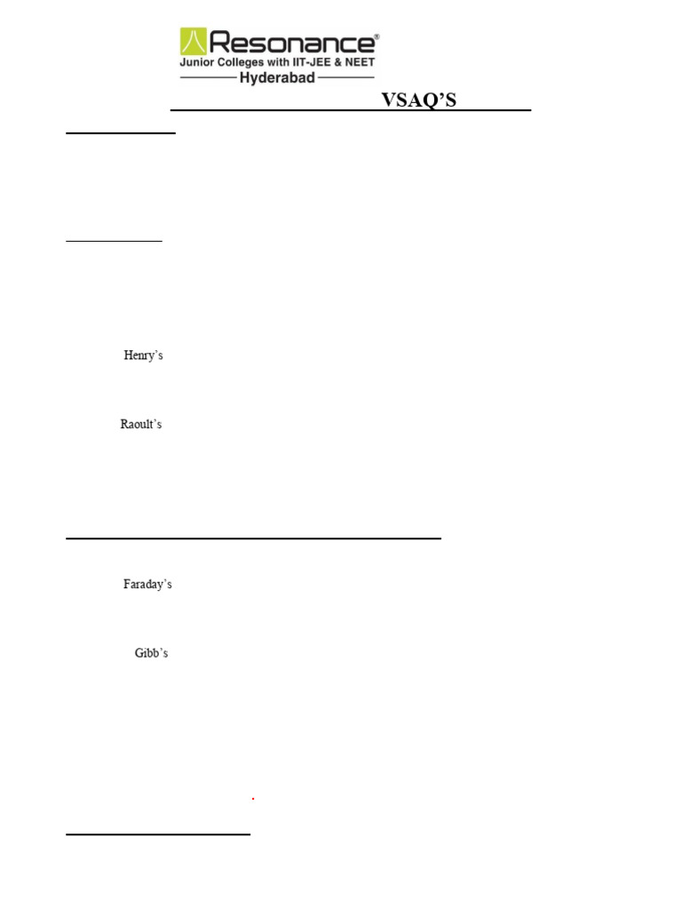 SR Chemistry Imp Vsaq 2024-25-1 | PDF | Electrochemistry | Polymers