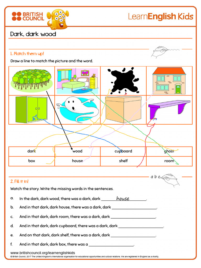 Short Stories Dark Dark Wood Worksheet | PDF