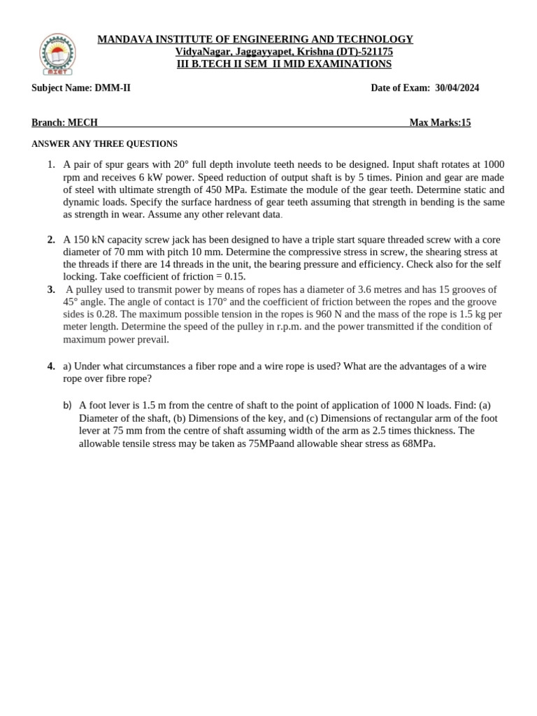 DMM-2 II MID QP-2024 | PDF