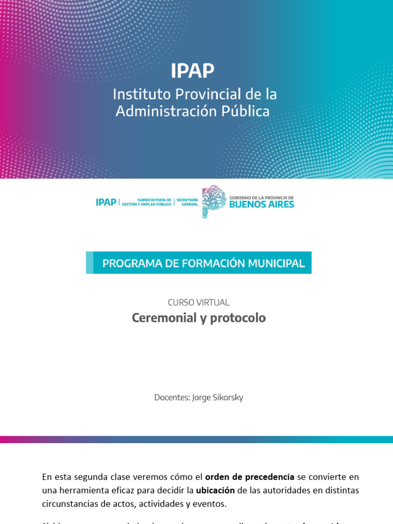 Ceremonial y Protocolo - Clase 2 - Ley de La Derecha - SIKORSKY | PDF