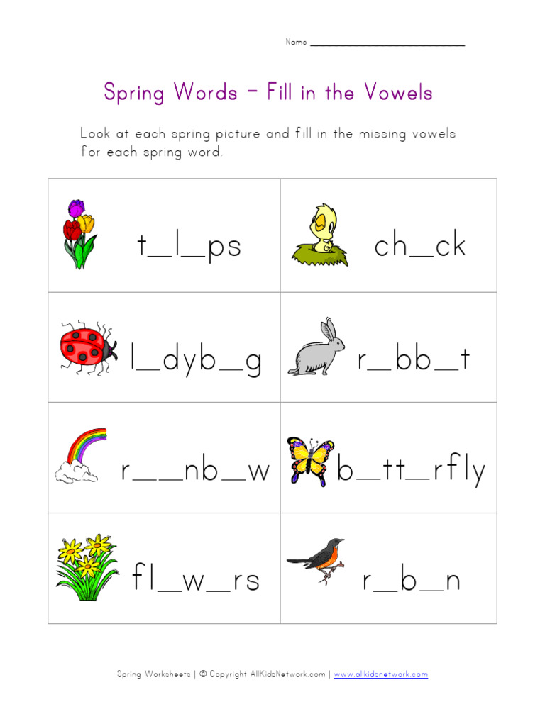 Spring Missing Vowels | PDF