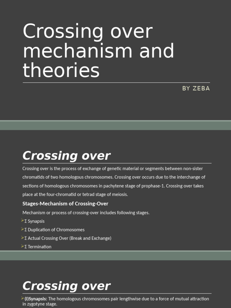 Crossing Over Mechanism and Theories | PDF | Meiosis | Genetic ...