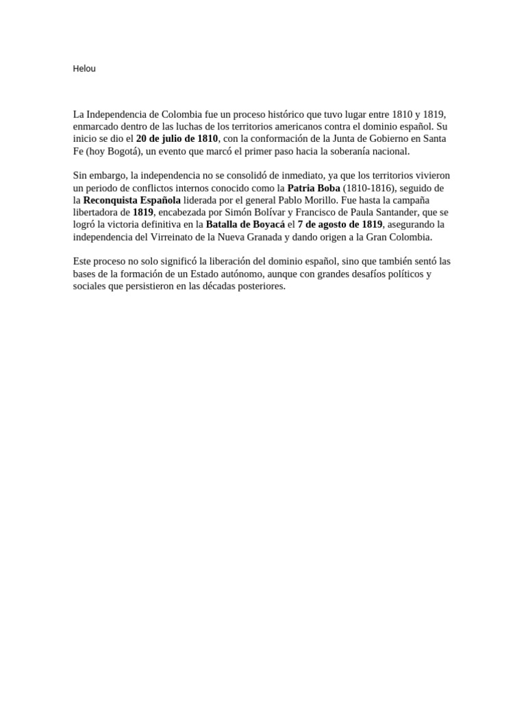 Independencia de Colombia: 1810-1819 | PDF