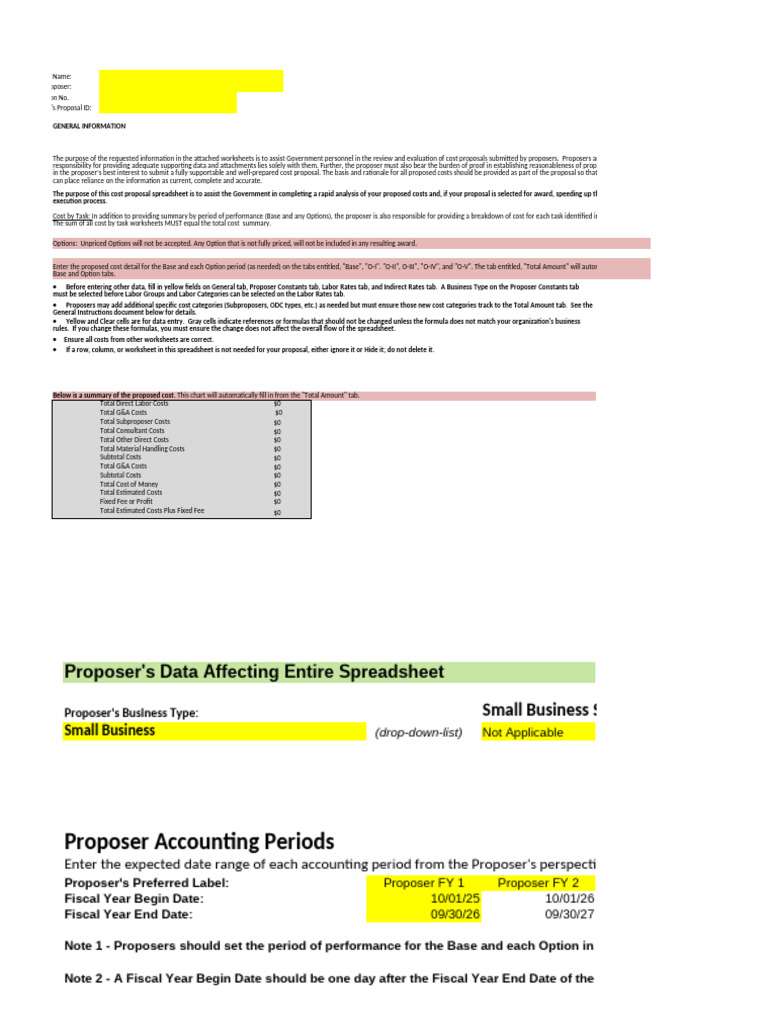 RAPID+Cost+Proposal+Spreadsheet+TEMPLATE | PDF | Spreadsheet | Business
