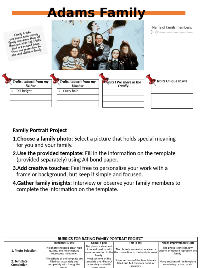 Task My Family Traits Project | PDF | Cognition | Psychology
