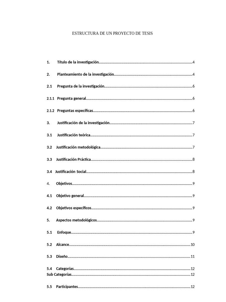 7.estructura Proyecto Tesis | PDF