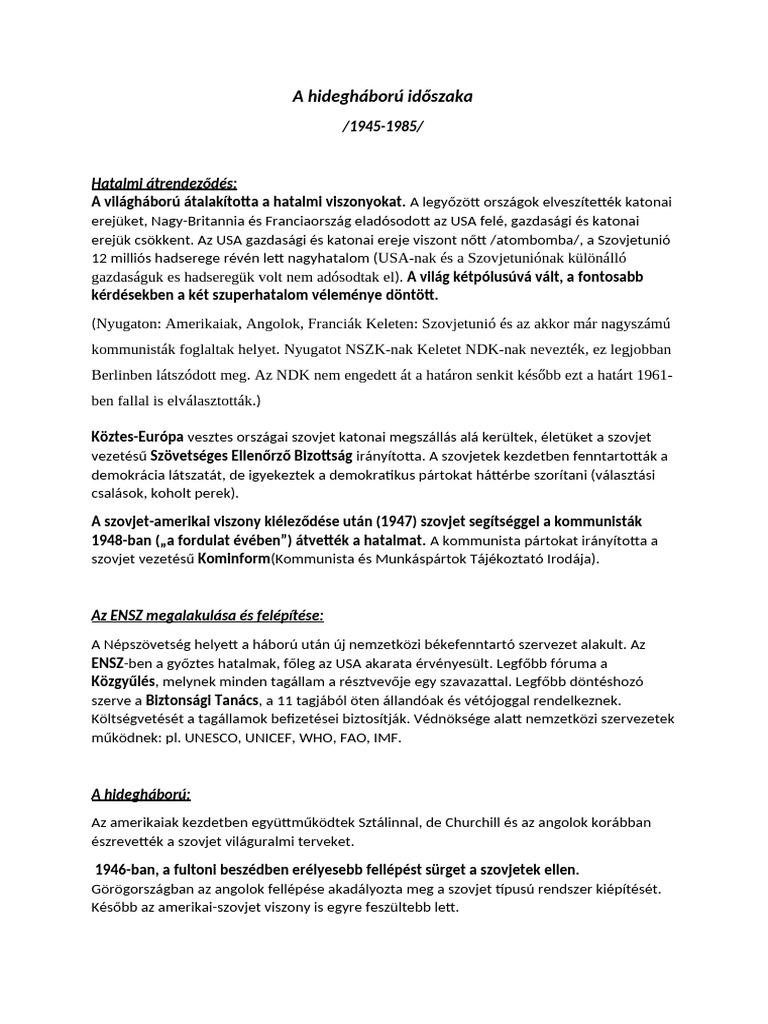 A Hidegháború | PDF
