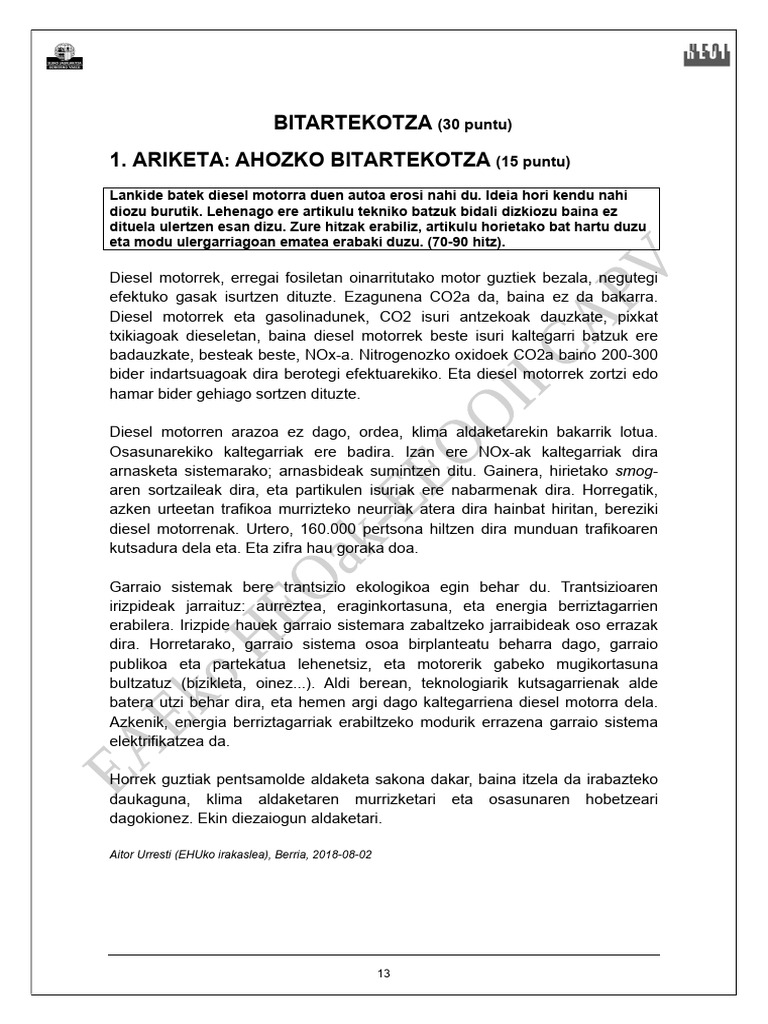 Idatzizko Bitartekotza c1 | PDF