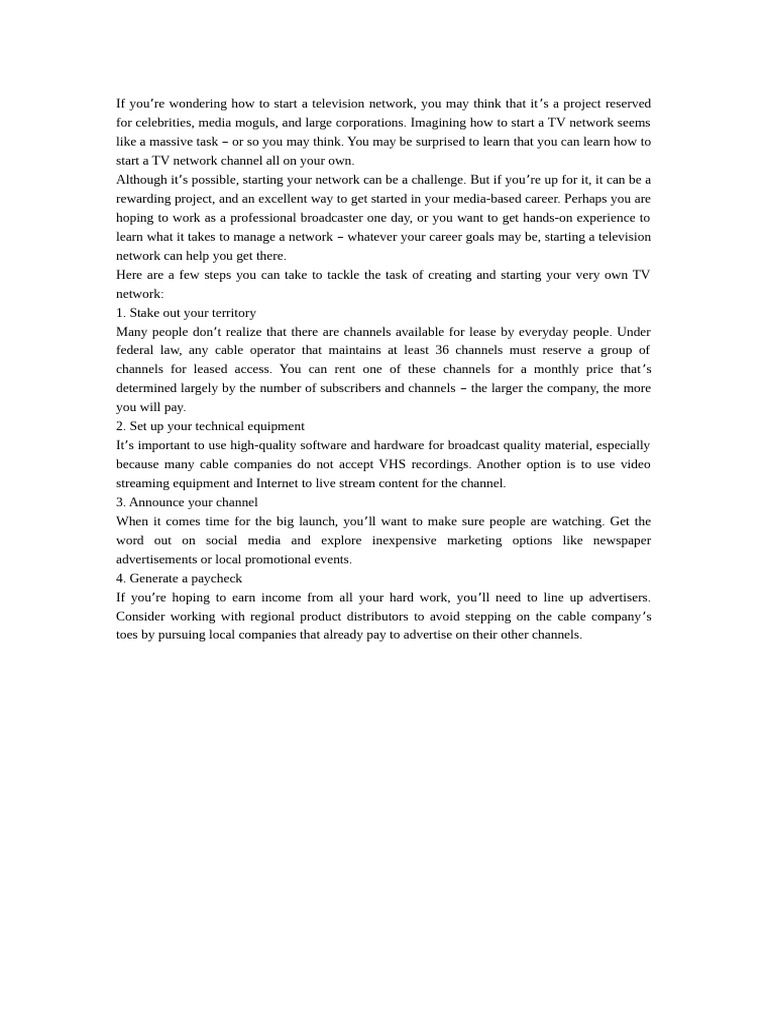 Initializing A Multimedia TV Channel | PDF