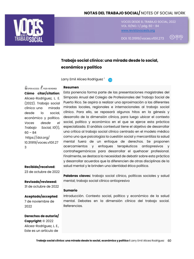273-Texto Del Artículo-321-1-10-20230311 | PDF | Psiquiatría | Trabajo ...