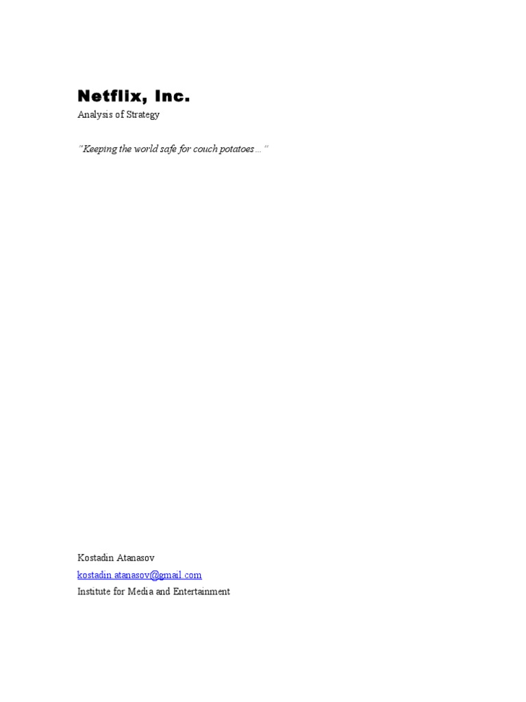 Netflix Competitive Strategy Analysis | PDF | Netflix | Video On Demand