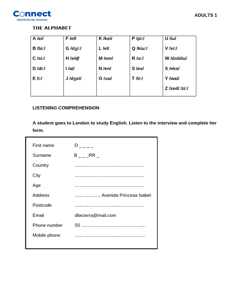ABC Listening Comprehension Exercise | PDF